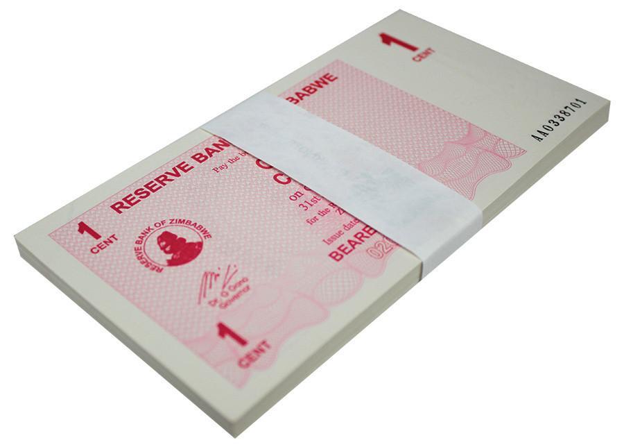 ZIMBABWE 1 CENT BEARER CHEQUE, 2006, NEW– Onehundredtrillion.com