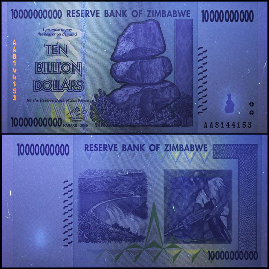 ZIMBABWE 10 BILLION DOLLAR BANKNOTE, 2008, AA SERIES, NEW ...
