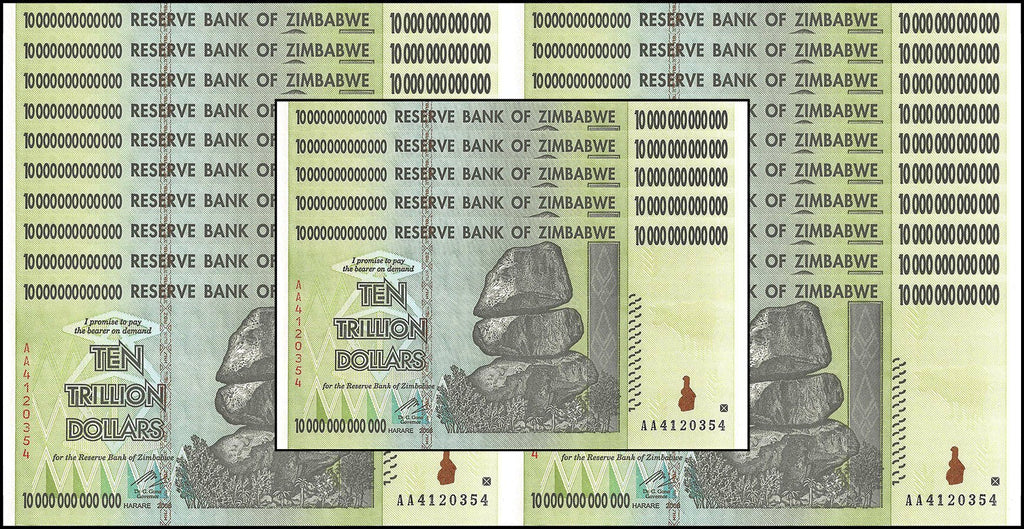 ZIMBABWE 10 TRILLION DOLLAR BANKNOTE, 2008, AA SERIES, NEW ...