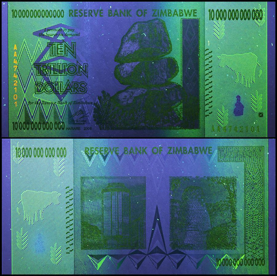 ZIMBABWE 10 TRILLION DOLLAR BANKNOTE, 2008, AA SERIES, USED ...