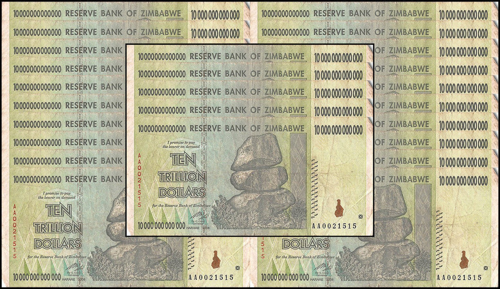 ZIMBABWE 10 TRILLION DOLLAR BANKNOTE, 2008, AA SERIES, USED ...