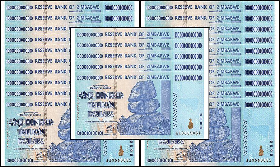 ZIMBABWE 100 TRILLION DOLLAR BANKNOTE, 2008, AA SERIES, NEW ...