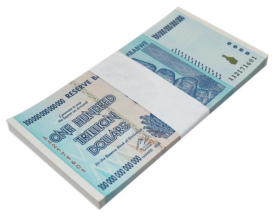 ZIMBABWE 100 TRILLION DOLLAR BANKNOTE, 2008, AA SERIES, NEW ...