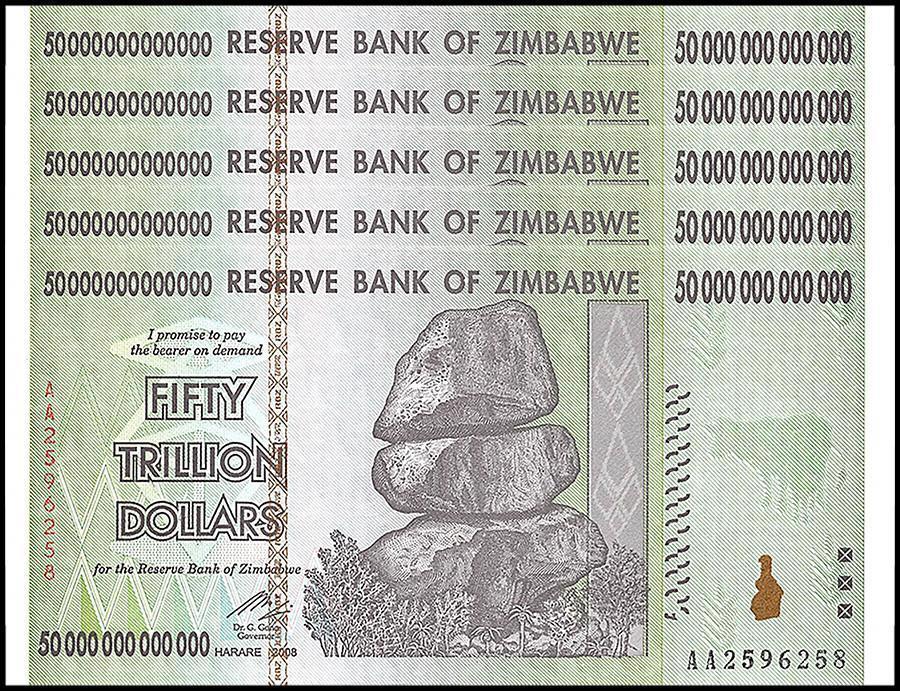ZIMBABWE 50 TRILLION DOLLAR BANKNOTE, 2008, AA SERIES, NEW ...