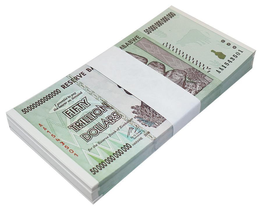 ZIMBABWE 50 TRILLION DOLLAR BANKNOTE, 2008, AA SERIES, NEW ...