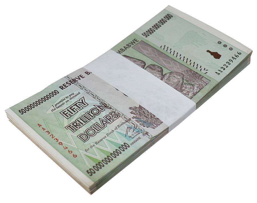 ZIMBABWE 50 TRILLION DOLLAR BANKNOTE, 2008, AA SERIES, USED ...