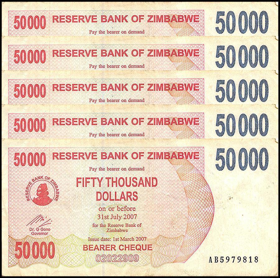 ZIMBABWE 50,000 DOLLAR BEARER CHEQUE, 2006, USED– Onehundredtrillion.com